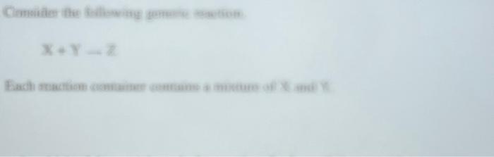Solved Consider the following gemerise reaction X+Y_Z Each | Chegg.com