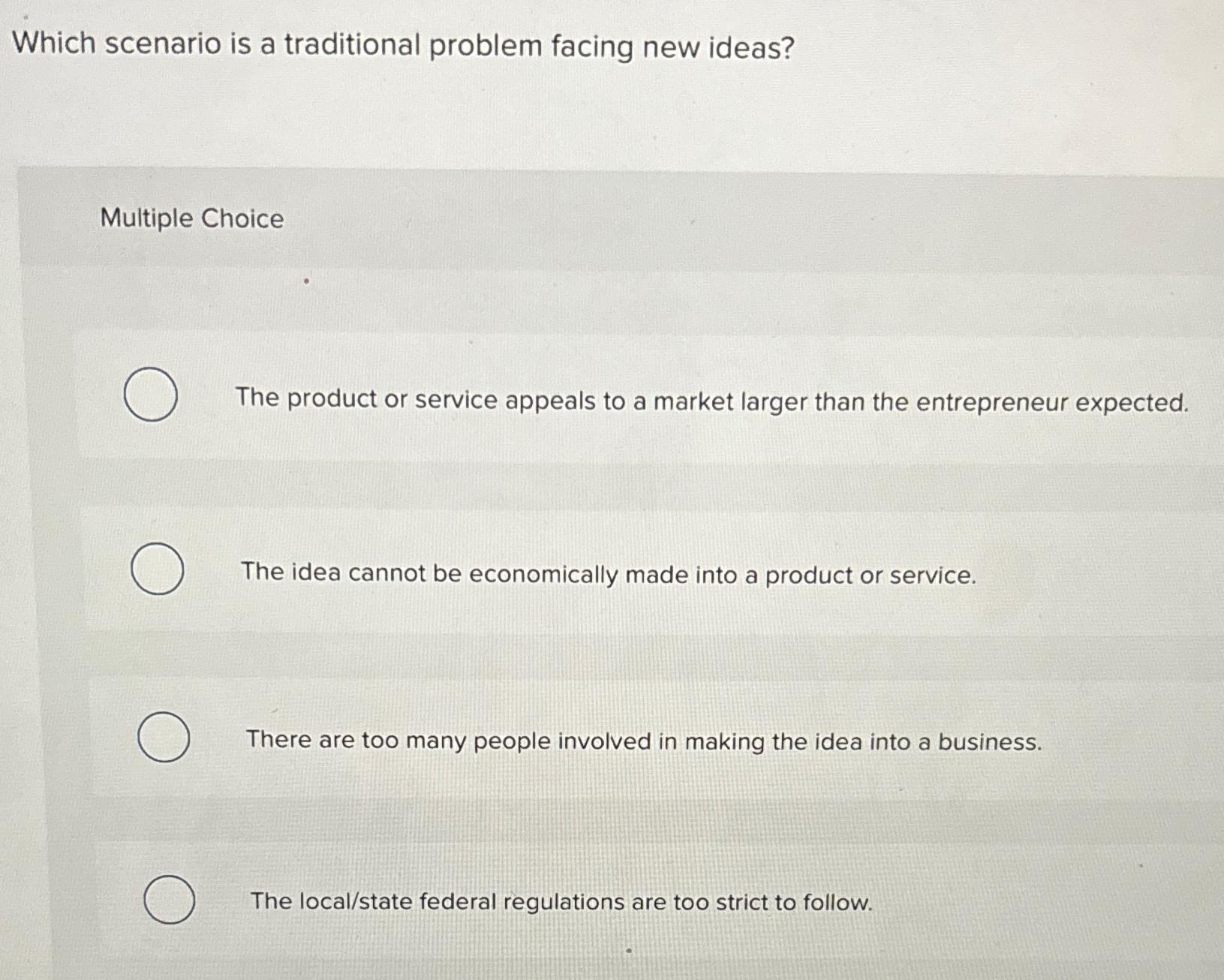 Solved Which scenario is a traditional problem facing new | Chegg.com