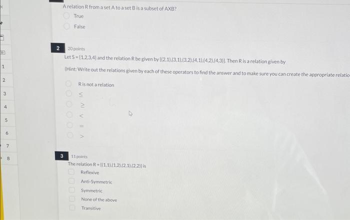 Solved A relation R from a set A to a set B is a subset of | Chegg.com