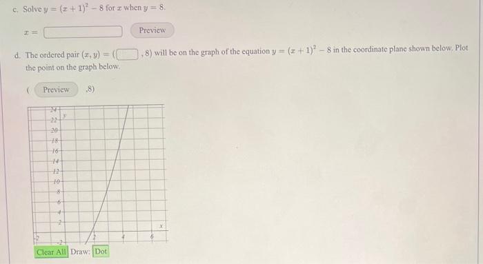 Solved insider the equation y=(x+1)2−8. a. Evaluate | Chegg.com