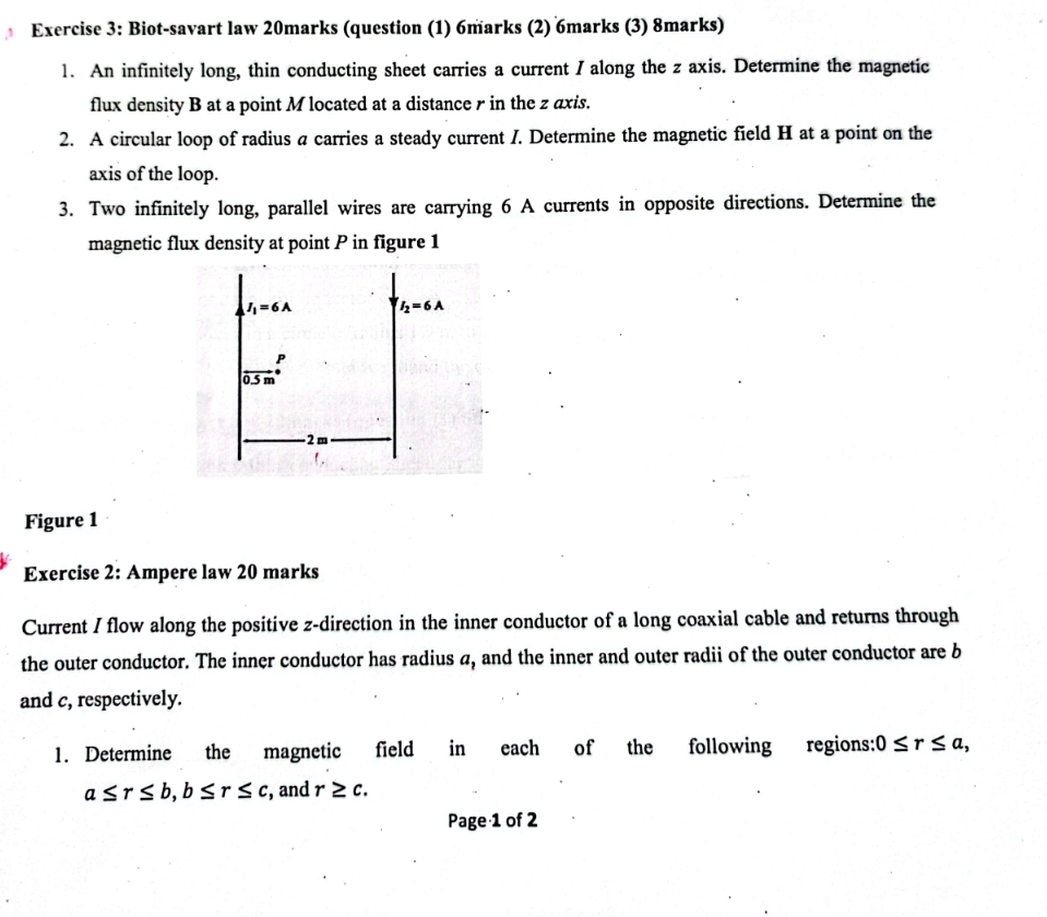 Solved Exercise 3: Biot-savart law 20marks (question | Chegg.com