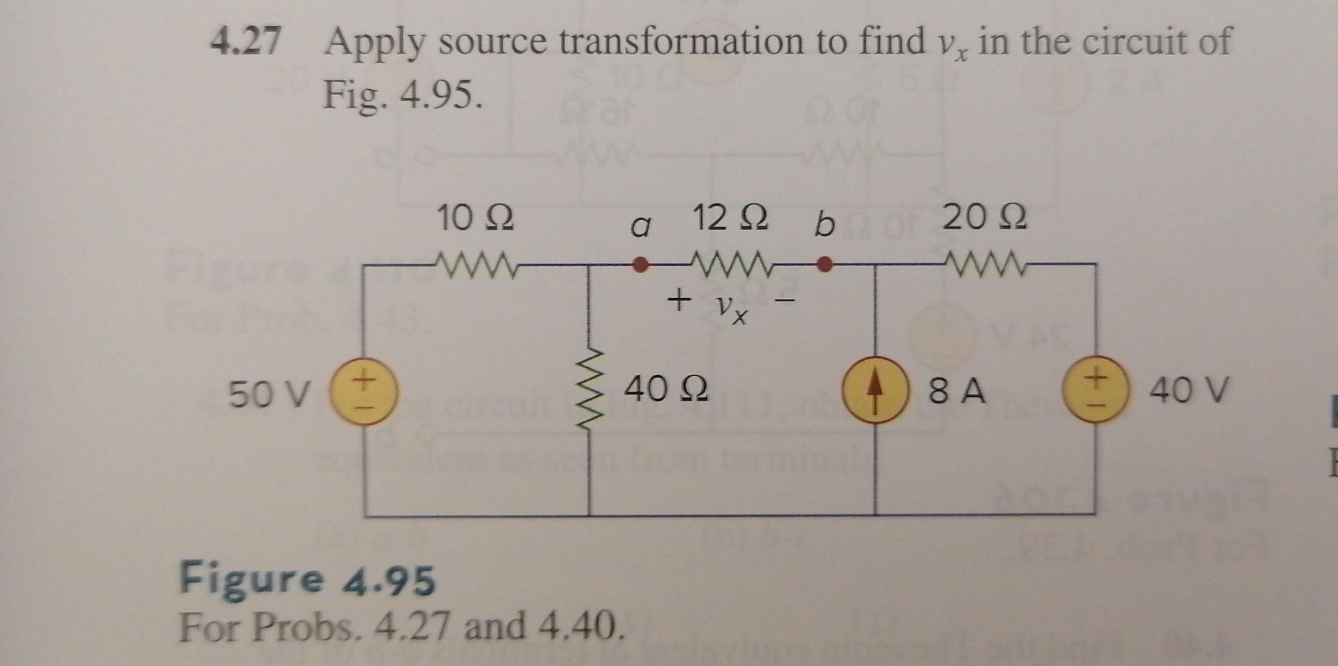 Solved 4.27 Apply source transformation to find vx in the | Chegg.com