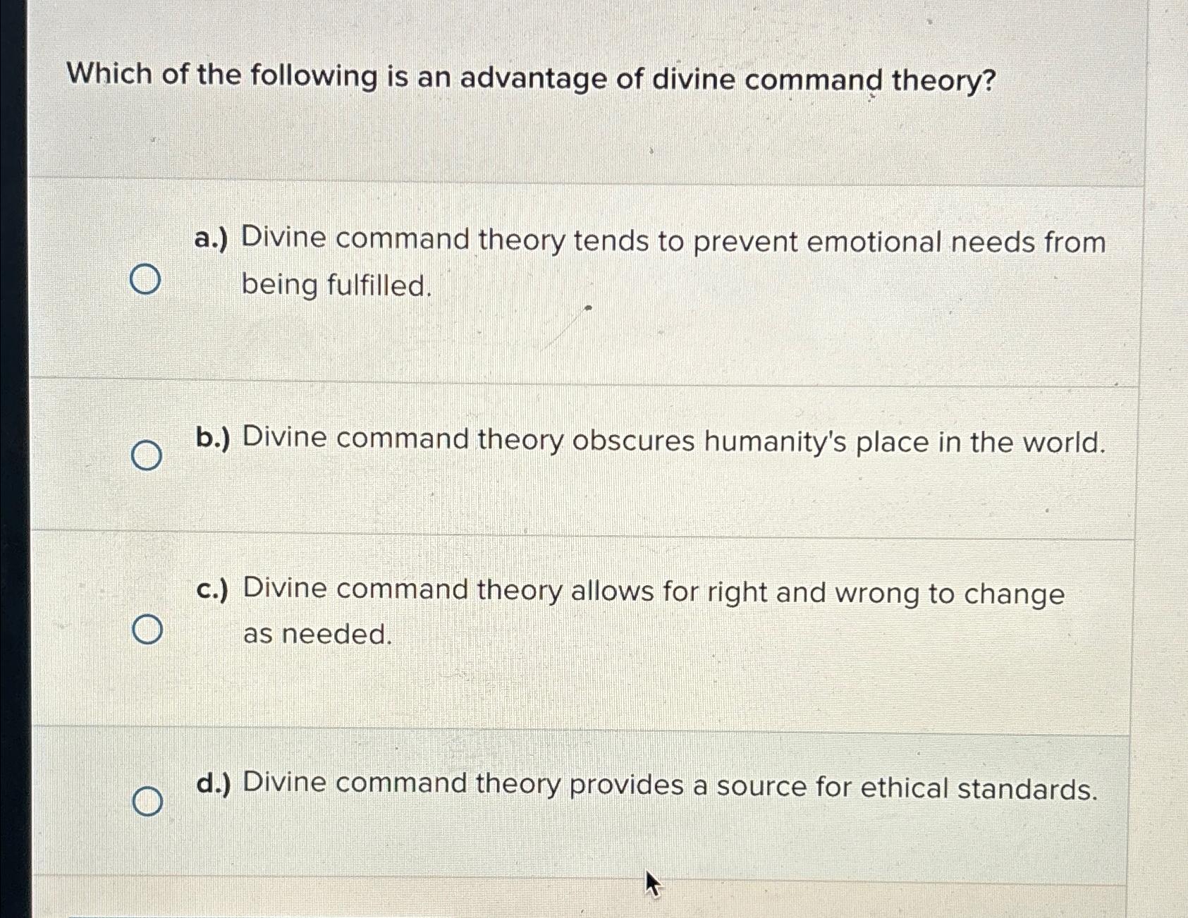 Solved Which of the following is an advantage of divine | Chegg.com
