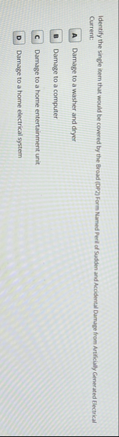 Solved Identify the single item that would be covered by the | Chegg.com