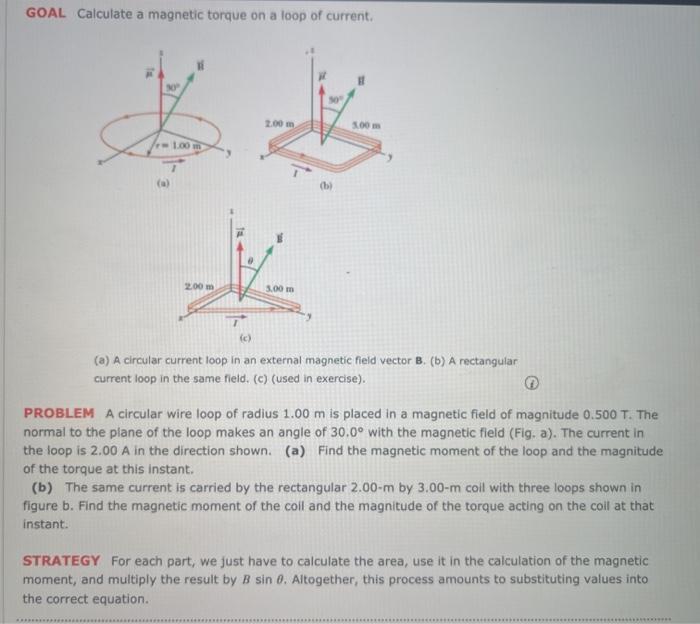 Solved GOAL Calculate a magnetic torque on a loop of current | Chegg.com