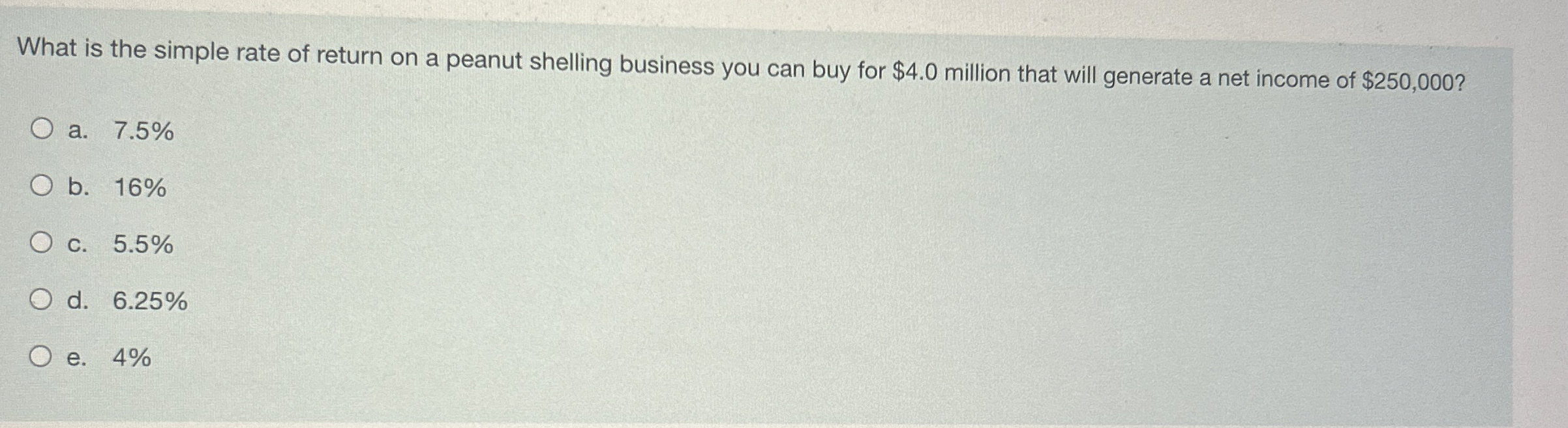 Solved What is the simple rate of return on a peanut | Chegg.com
