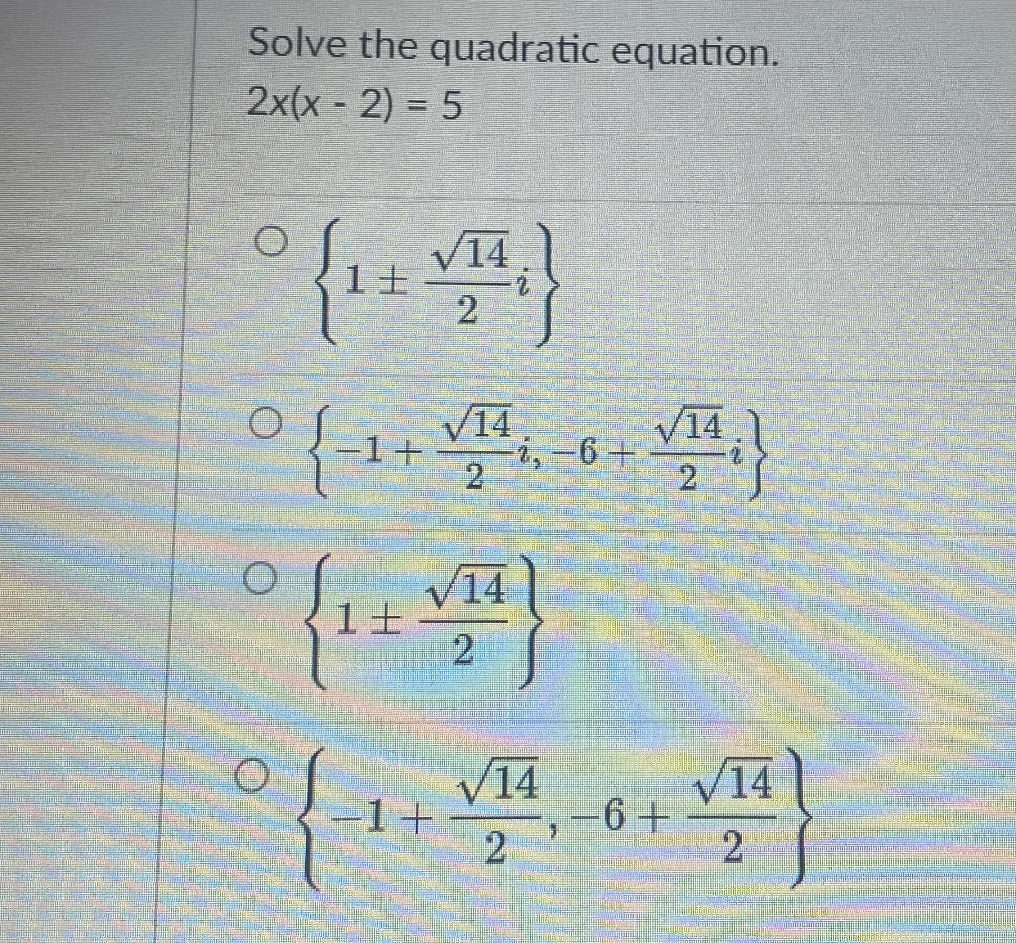 Solved Solve the quadratic | Chegg.com