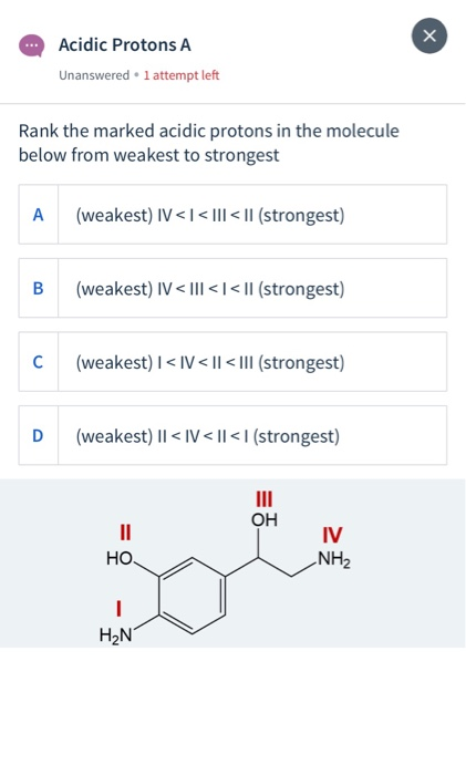 Solved X Acidic Protons A Unanswered. I attempt left Rank | Chegg.com