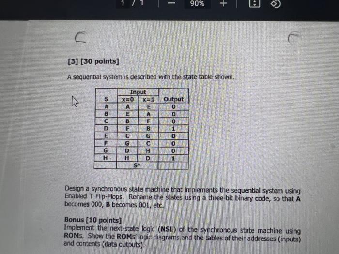 Solved A sequential system is described with the state table | Chegg.com