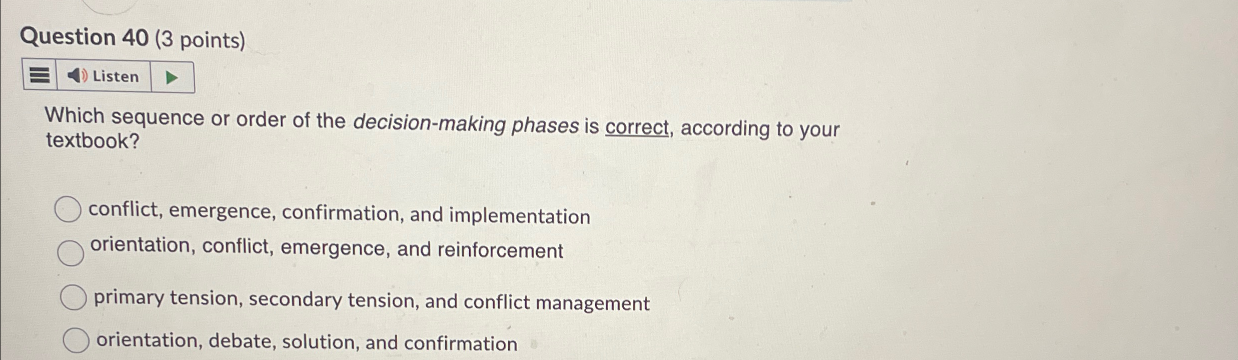 Solved Question 40 (3 ﻿points)ListenWhich sequence or order | Chegg.com