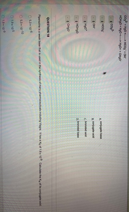 Solved CO32- + H2O HCO3 + OH HCH3O+ H2O H3O+ + CH30 | Chegg.com