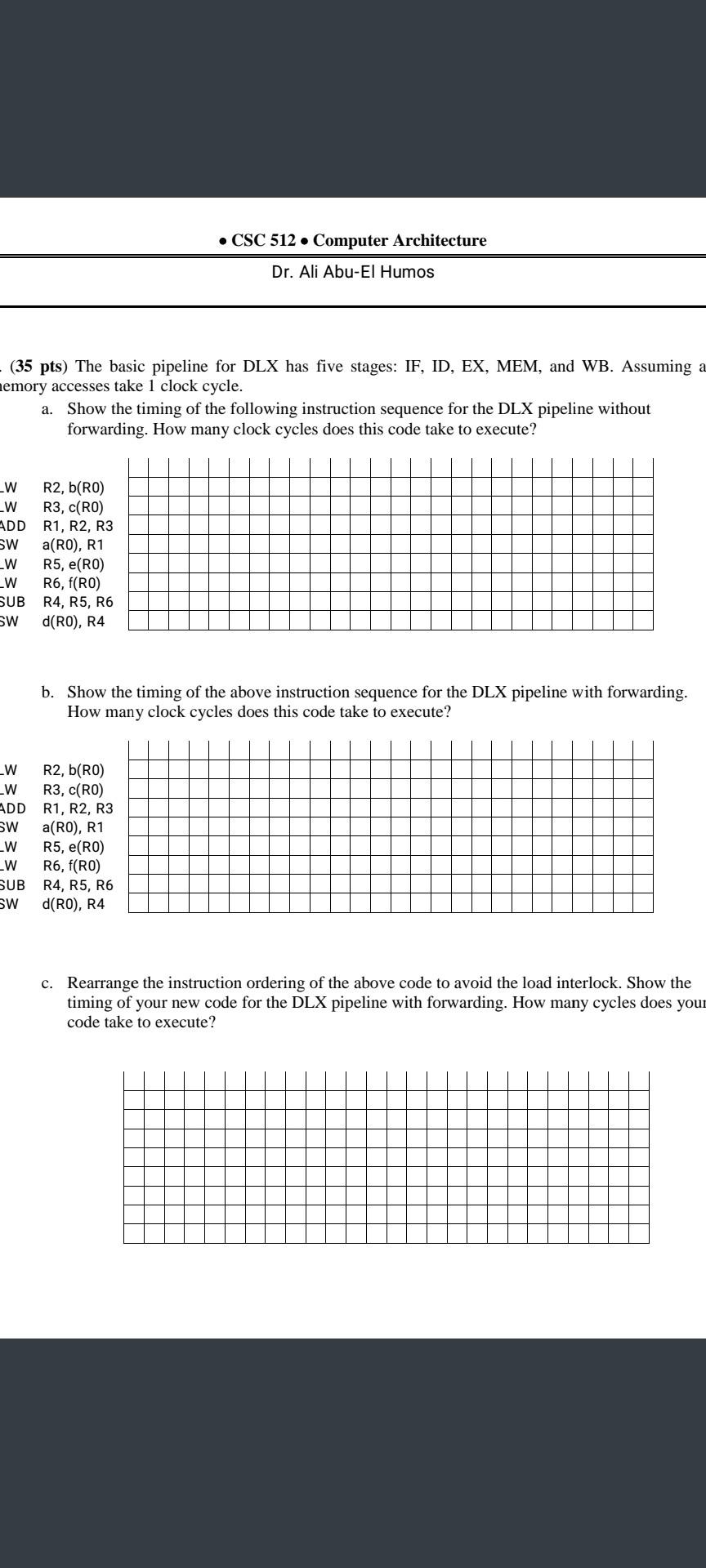 Solved (35 pts) The basic pipeline for DLX has five stages: | Chegg.com