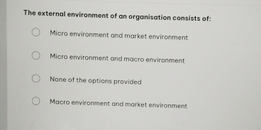 Solved The external environment of an organisation consists | Chegg.com