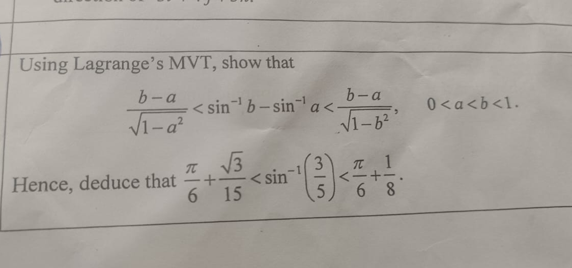 Solved Using Lagrange's MVT, ﻿show | Chegg.com