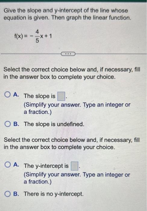 Solved Give the slope and y-intercept of the line whose | Chegg.com