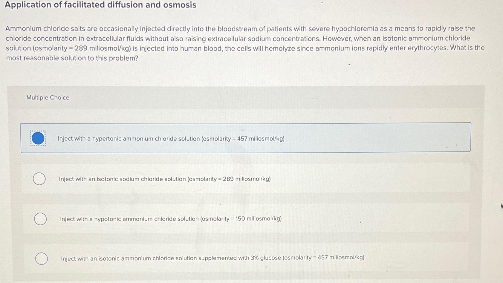 Solved Application of facilitated diffusion and | Chegg.com