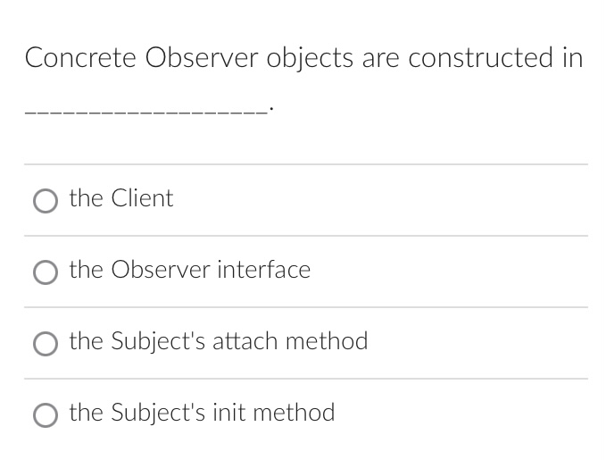Solved Concrete Observer objects are constructed inthe | Chegg.com