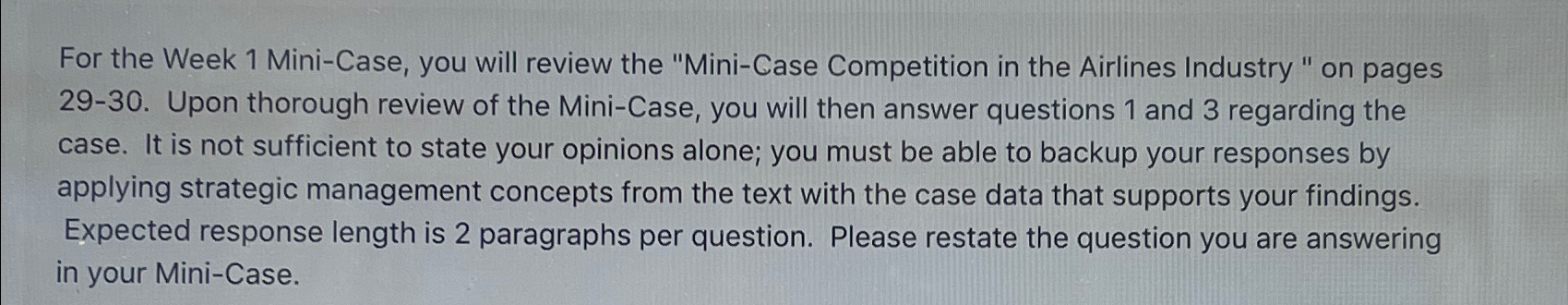 Solved For the Week 1 ﻿Mini-Case, you will review the | Chegg.com