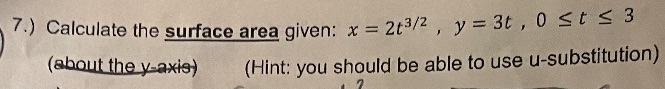 Solved 7.) Calculate the surface area given: | Chegg.com