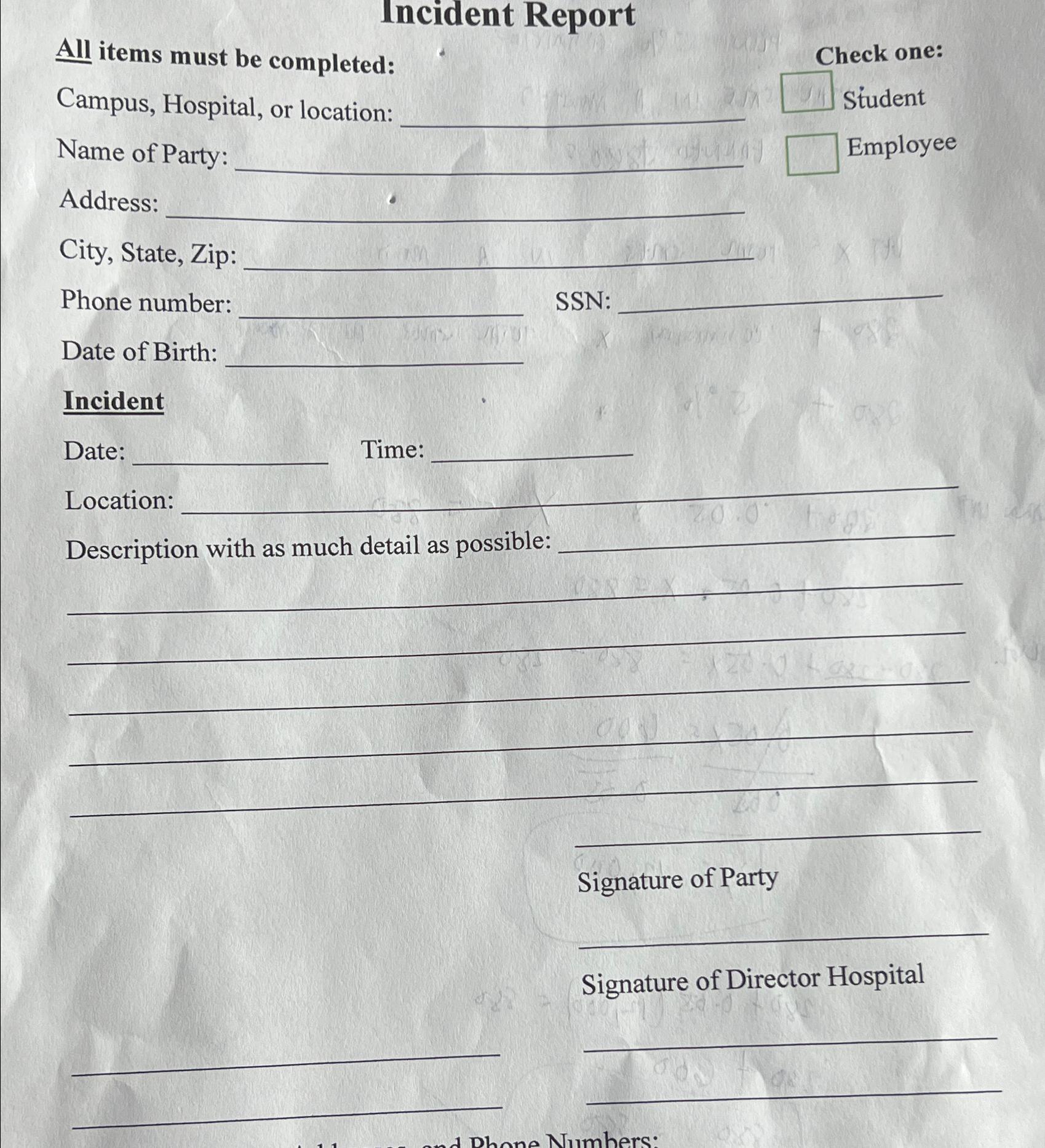 Solved MOCK EXPOSURE/INCIDENT FORM PROJECT GUIDELINESHEALTH | Chegg.com