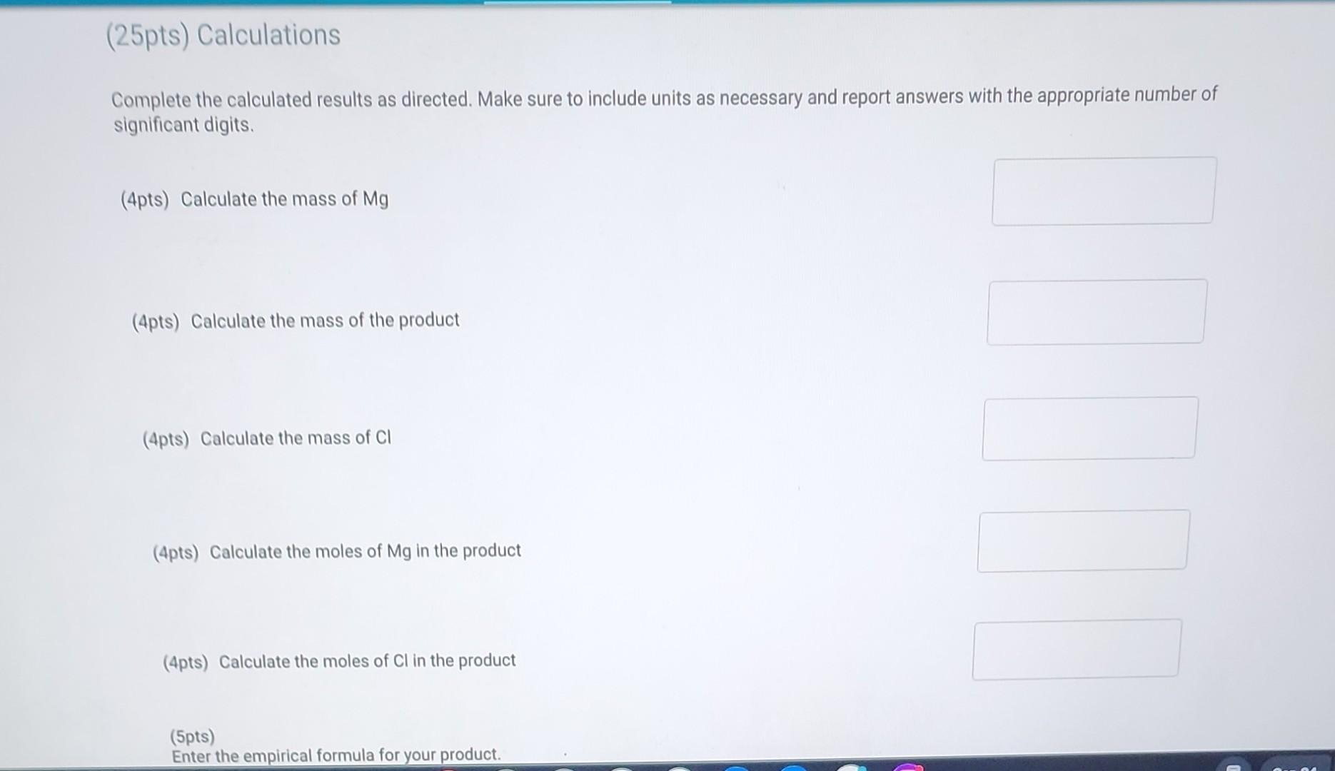 Solved Data and Report Submission - Empirical Formulas | Chegg.com