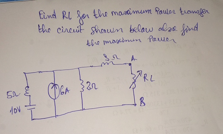 Solved Find RL for the maximum Power transfer the circuit | Chegg.com
