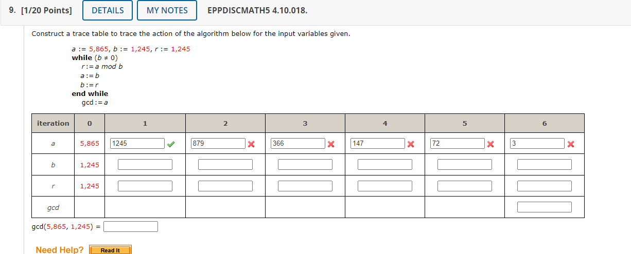 Solved Construct a trace table to trace the action of the | Chegg.com