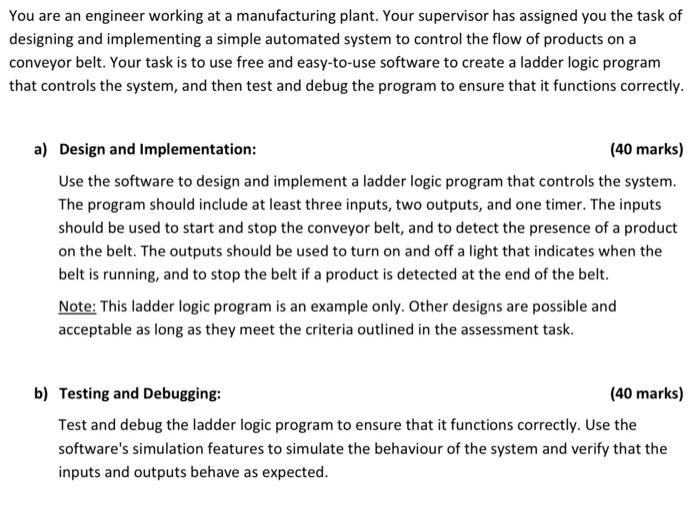 Solved You are an engineer working at a manufacturing plant. | Chegg.com