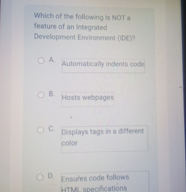Solved Which of the following is NOT a feature of an | Chegg.com