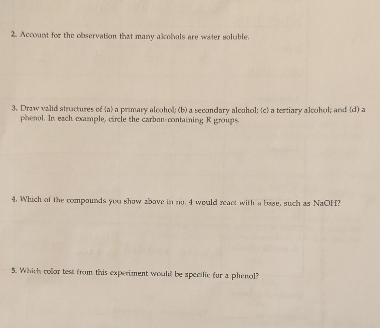 Solved 2. Account for the observation that many alcohols are | Chegg.com