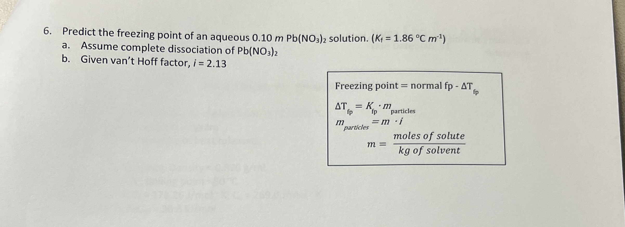 Solved Predict the freezing point of an aqueous | Chegg.com
