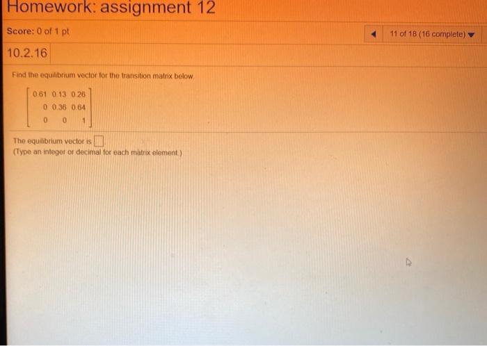 Solved Homework Assignment 12 Score 0 Of 1 Pt 11 Of 18 16
