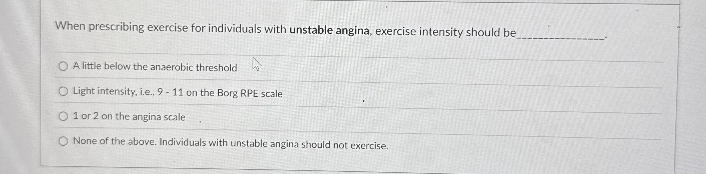 Solved Which one of the following modes of exercises should | Chegg.com