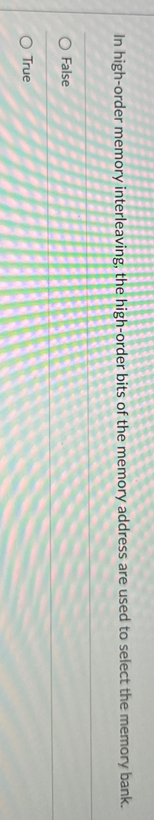 Solved In high-order memory interleaving, the high-order | Chegg.com