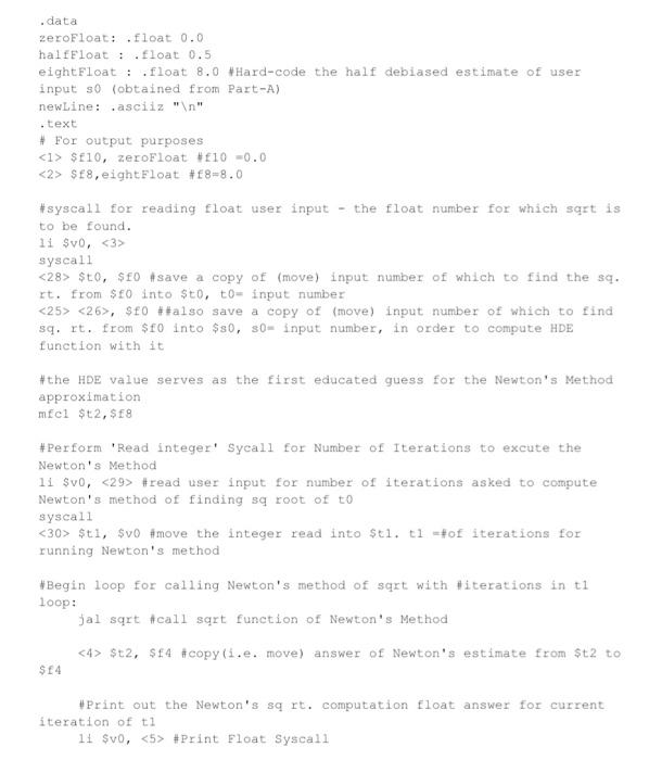 Solved - data zerofloat: . float 0.0 halEEloat: . Float 0.5 | Chegg.com