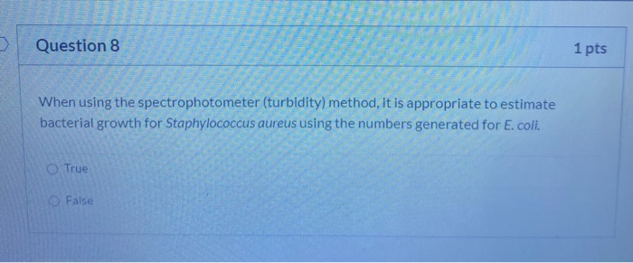 Solved Question 8 1 pts When using the spectrophotometer | Chegg.com