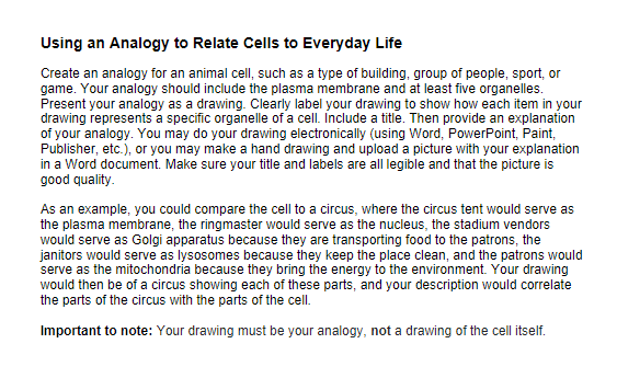 Solved Using an Analogy to Relate Cells to Everyday | Chegg.com