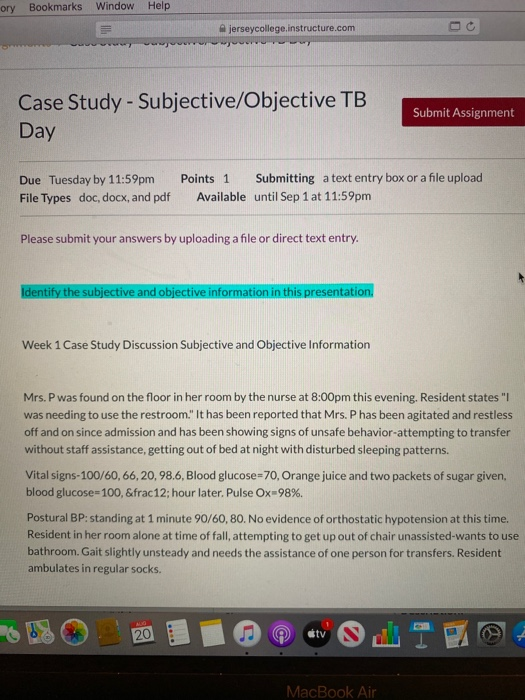 Solved ory Bookmarks Window Help jerseycollege | Chegg.com