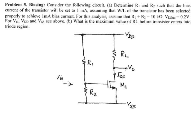 Solved Problem 5. ﻿Biasing: Consider the following circuit. | Chegg.com