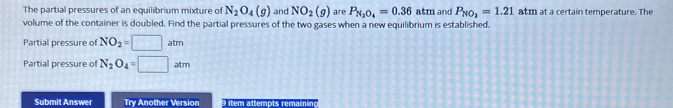 Solved The partial pressures of an equilibrium mixture of | Chegg.com