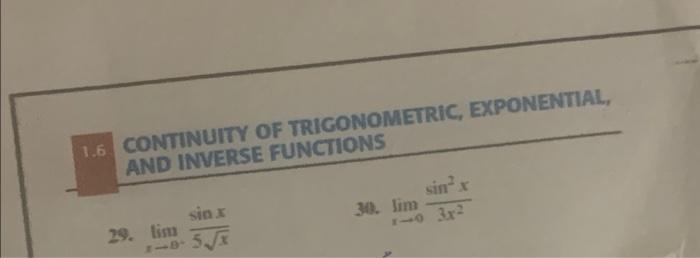 Solved 1.6 CONTINUITY OF TRIGONOMETRIC, EXPONENTIAL AND | Chegg.com