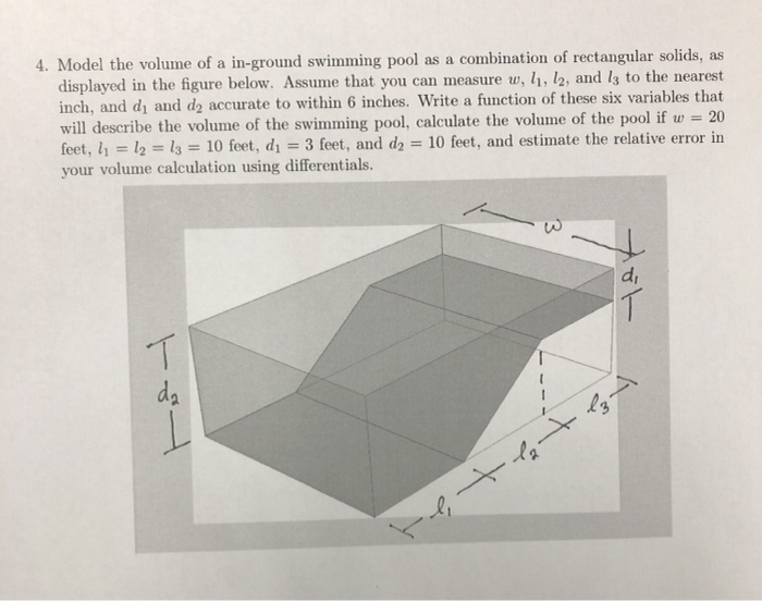 Solved 4. Model the volume of a in-ground swimming pool as a | Chegg.com