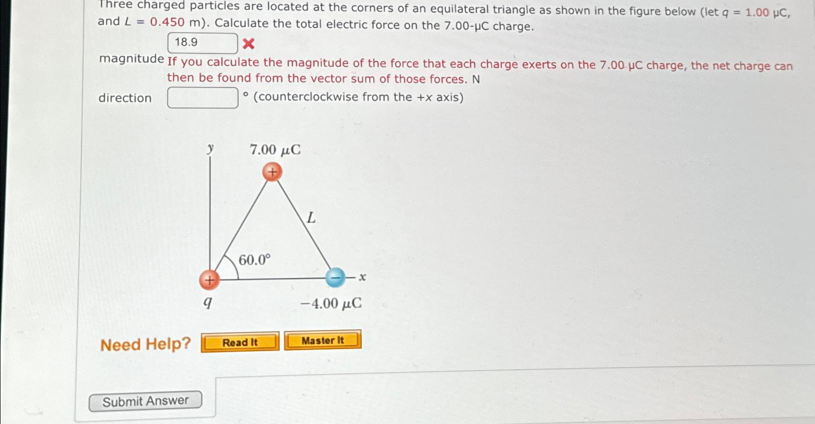 Solved Three charged particles are located at the corners of | Chegg.com