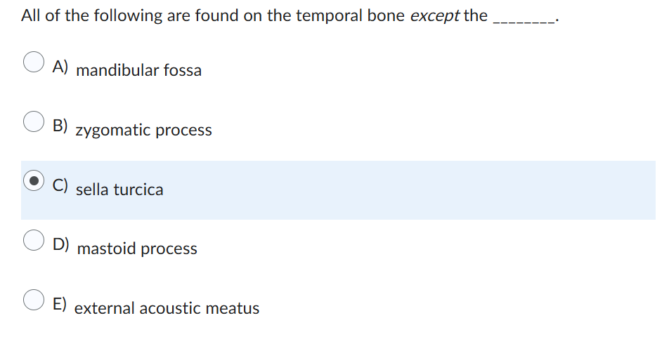 Solved All of the following are found on the temporal bone | Chegg.com