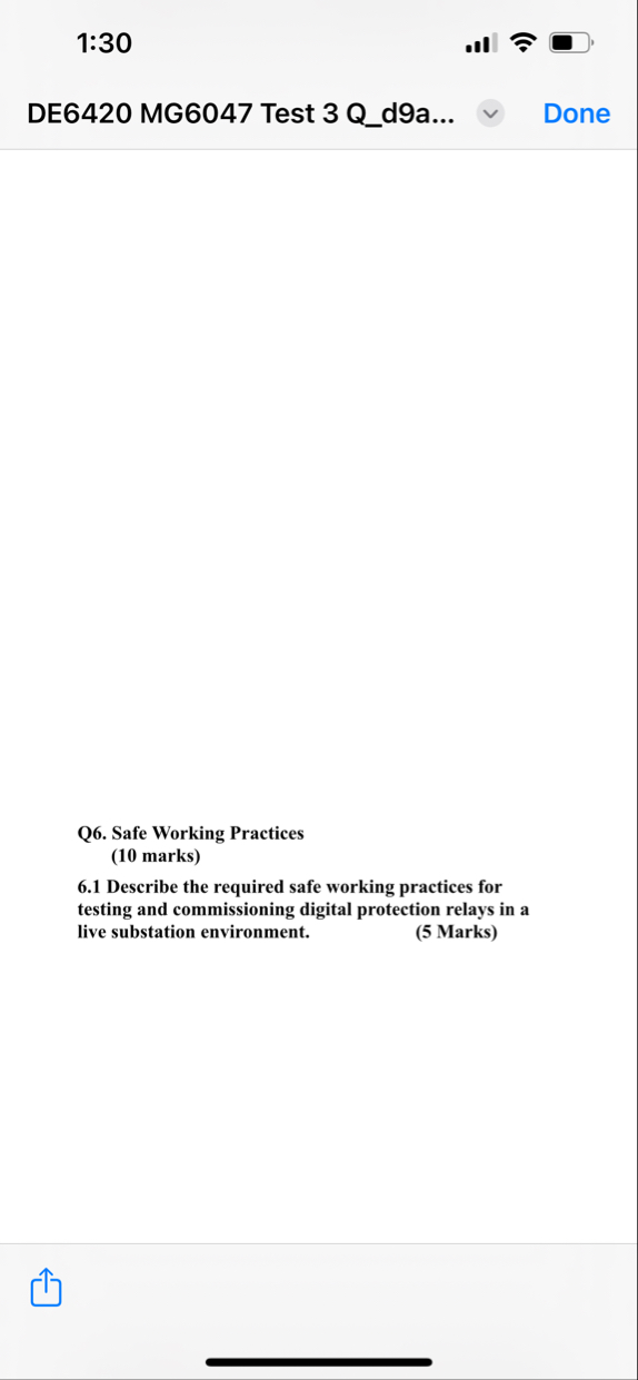 Solved 1:30DE6420 ﻿MG6047 ﻿Test 3 ﻿Q_d9a...DoneQ6. ﻿Safe | Chegg.com