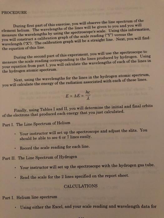 Follow the procedure to fill out report sheet; use | Chegg.com