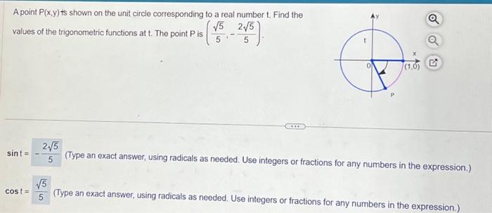 Solved A point P(x,y) is shown on the unit circle | Chegg.com