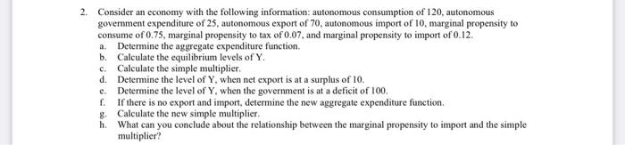 Solved 3. Consider the net export function provided in | Chegg.com
