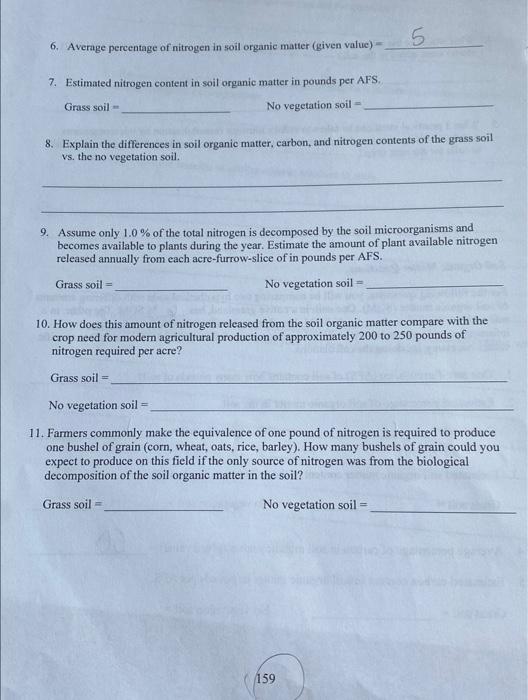 Solved Soil Organic Matter Questions For the following | Chegg.com