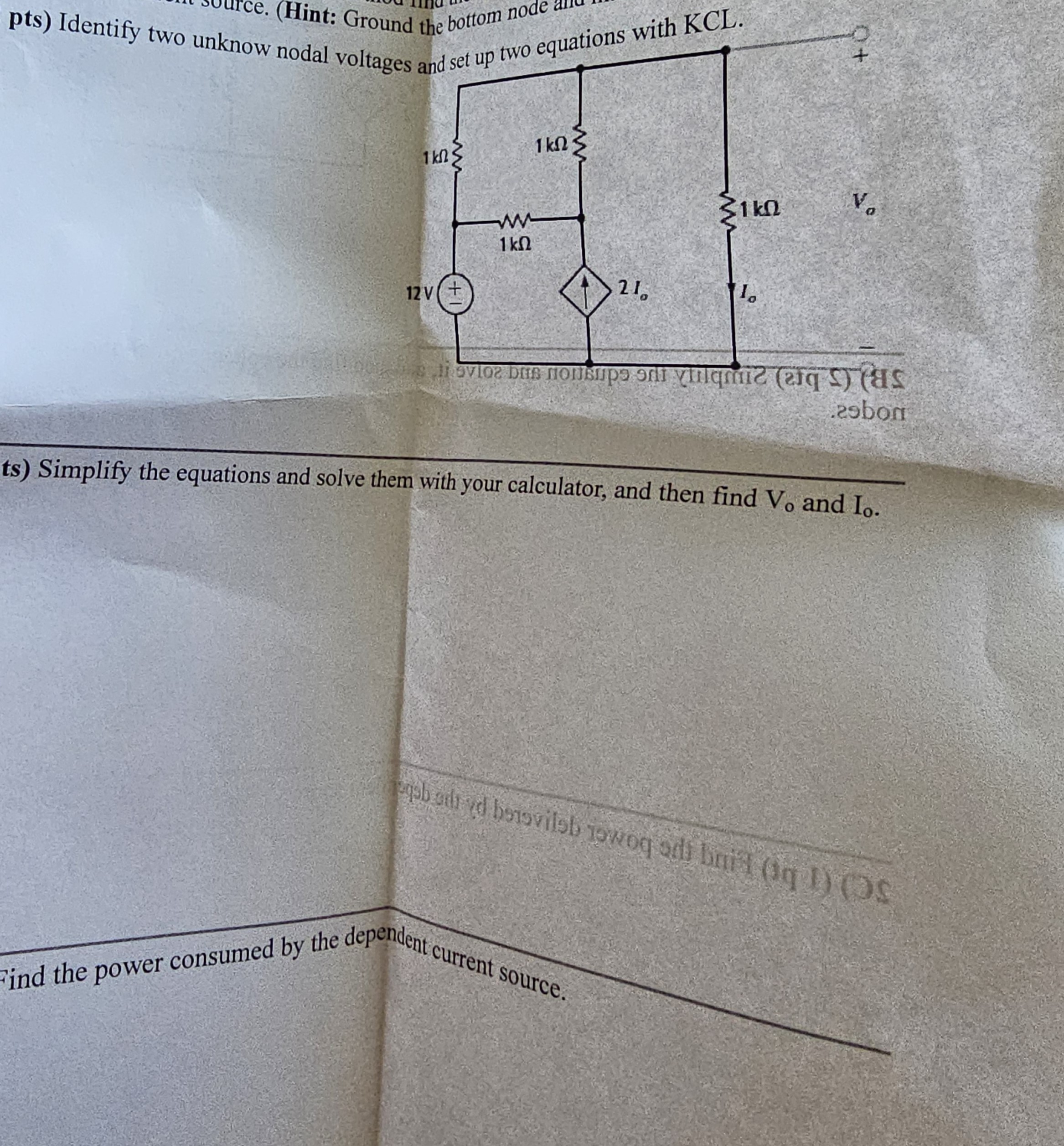 Solved (Hint: Ground the bottom node anth KCL.ts) ﻿Simplify | Chegg.com